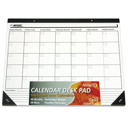 Artistic 17"x22" Undated Calendar White Paper Desk Pad, Customizable ...