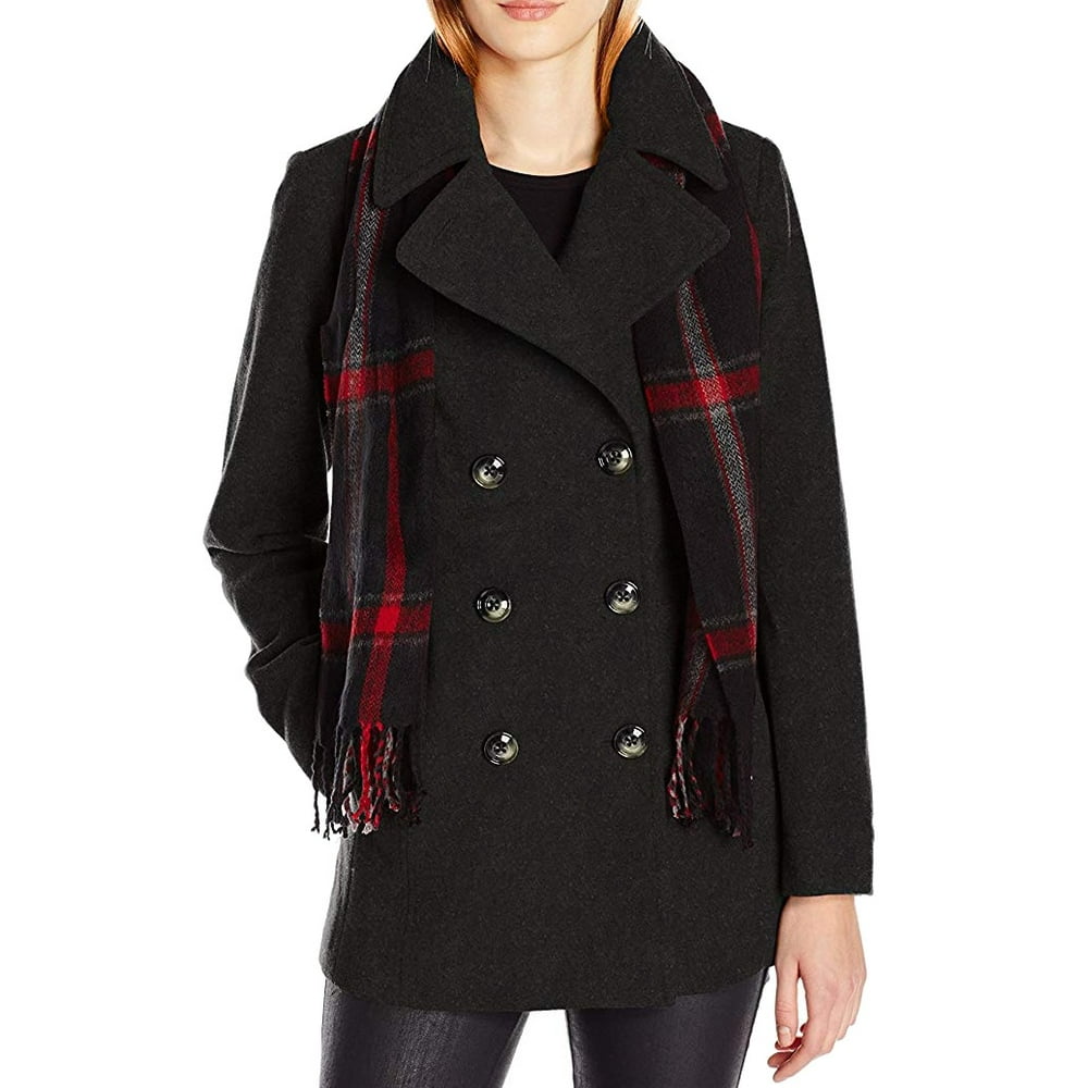 London Fog Womens Plus Scarfed Double Breasted Pea Coat 2x Walmart