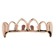 Fang Grillz 4 Four Open Face Teeth Silver Tone Lower Bottom Row Vampire ...