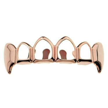 14k Gold Plated Single Cap Grillz One K9 Tooth Plain Grill Top Canine ...