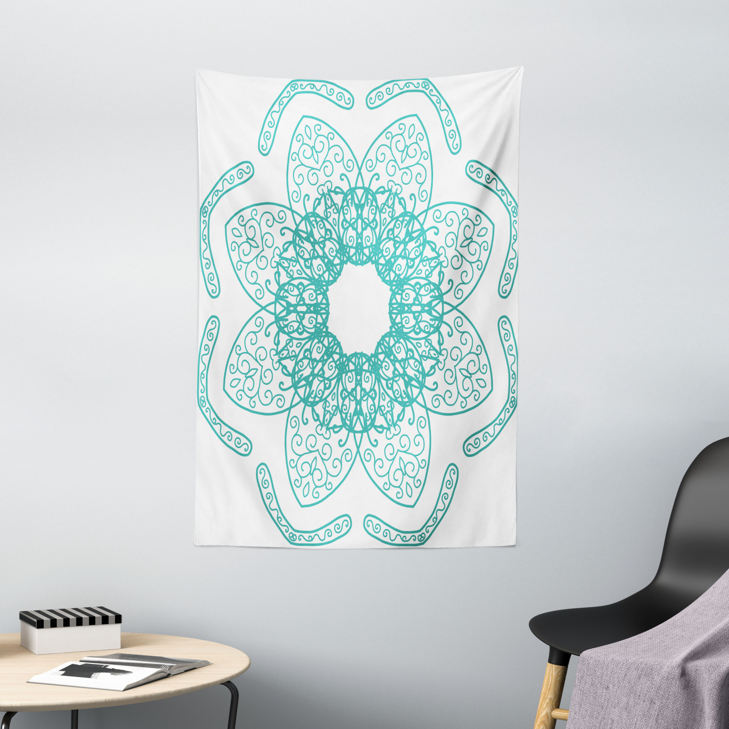 Arabesque Tapestry, Persian Style Oriental Floral Pattern with Middle ...