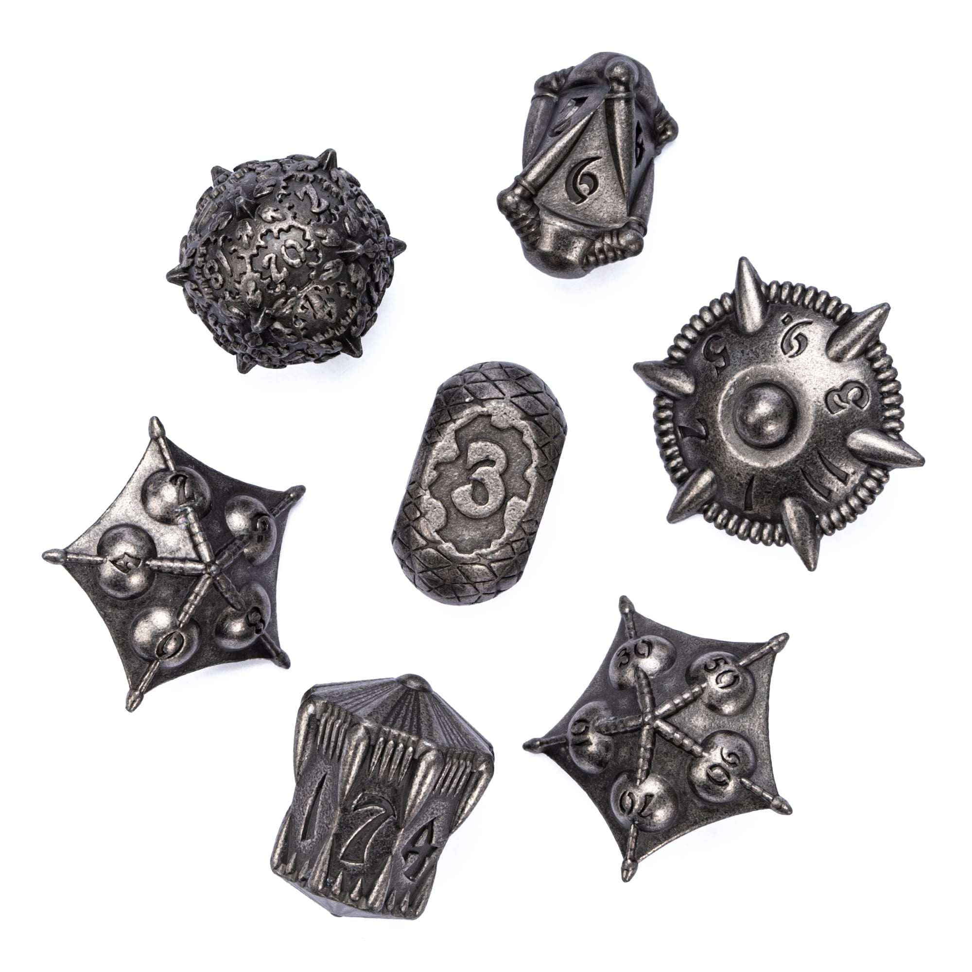 Cusdie Metal DND Dice Set, 7 die Metal Polyhedral D&D Dice Set Dragon ...