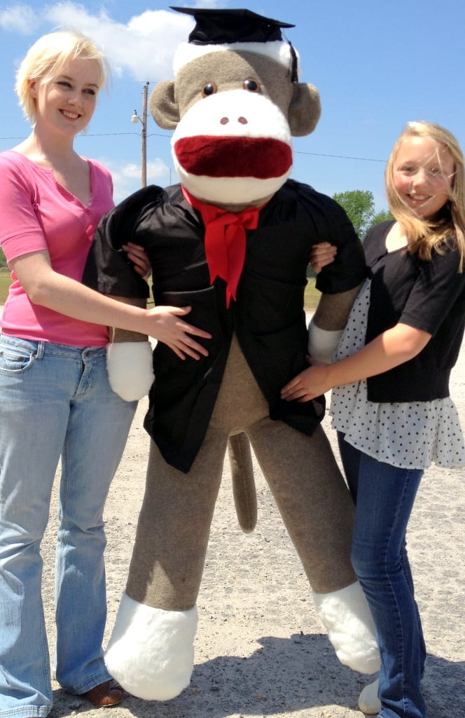 72 Inch Big Plush Giant Graduation Sock Monkey 6 Feet Tall wearing ...