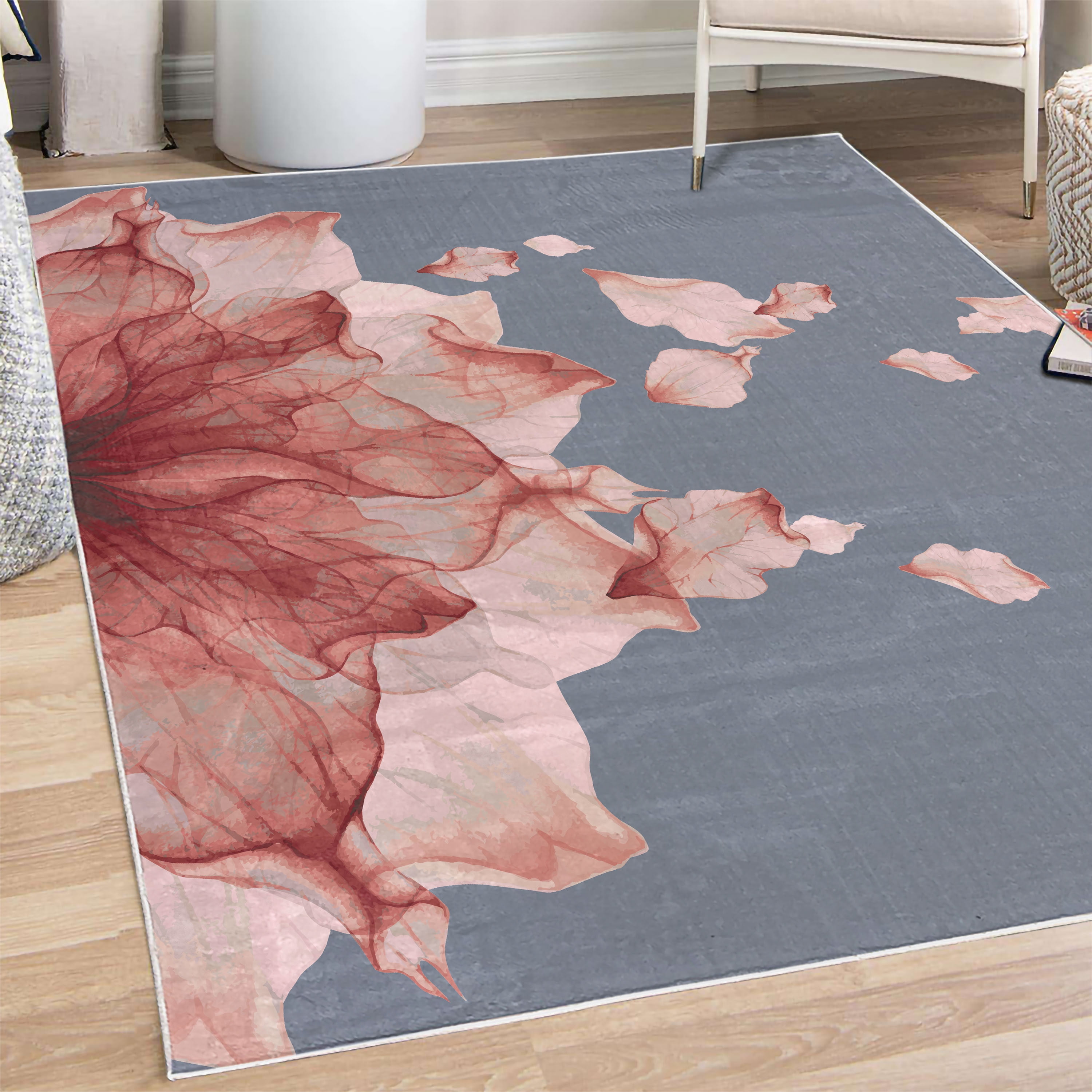 Flower Decorative Rug, Abstract Themed Modern Futuristic Image with ...