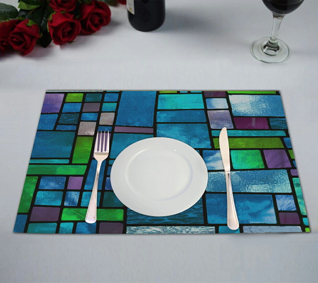 ABPHQTO Multicolored Stained Glass Window Irregular Block Table ...