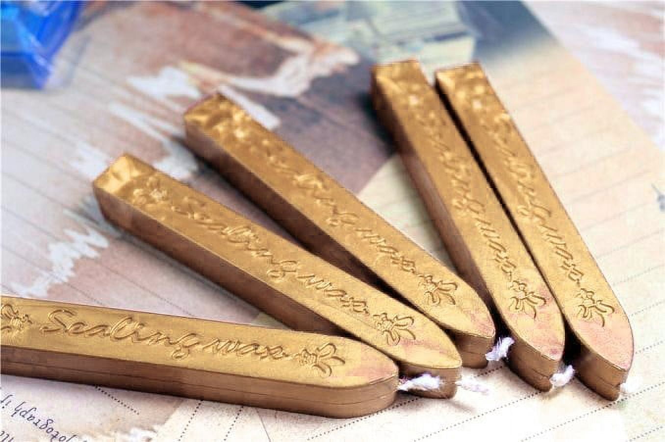 Ganfancp 5Pcs Vintage Oro Manuscrito Sellado Cera Sticks Mechas para ...