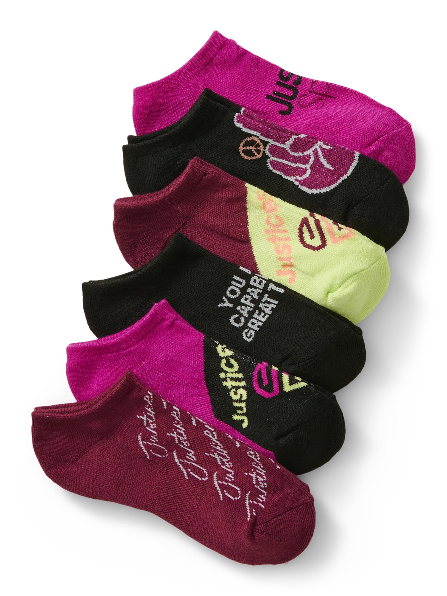Justice, Girls No-Show Socks, 6-Pack, Sizes M-L - Walmart.com