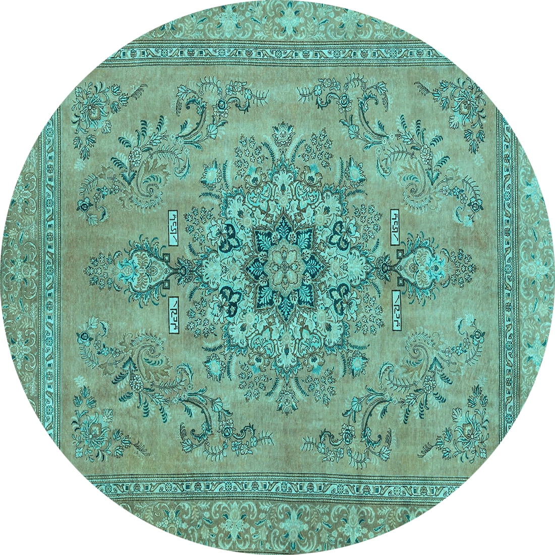 Ahgly Company Indoor Round Abstract Light Blue Modern Area Rugs, 3 ...