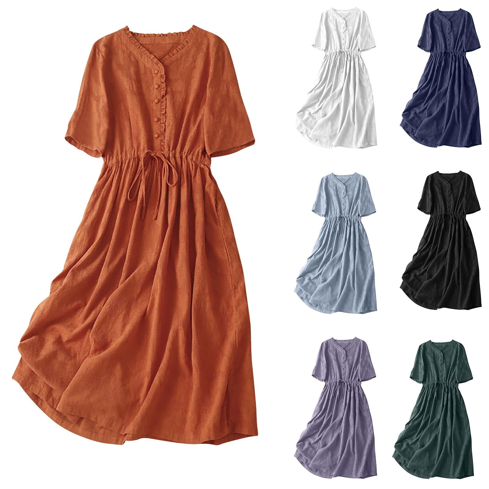 Click here for Meichang Cotton Linen Dresses For Women Retro Vint... prices