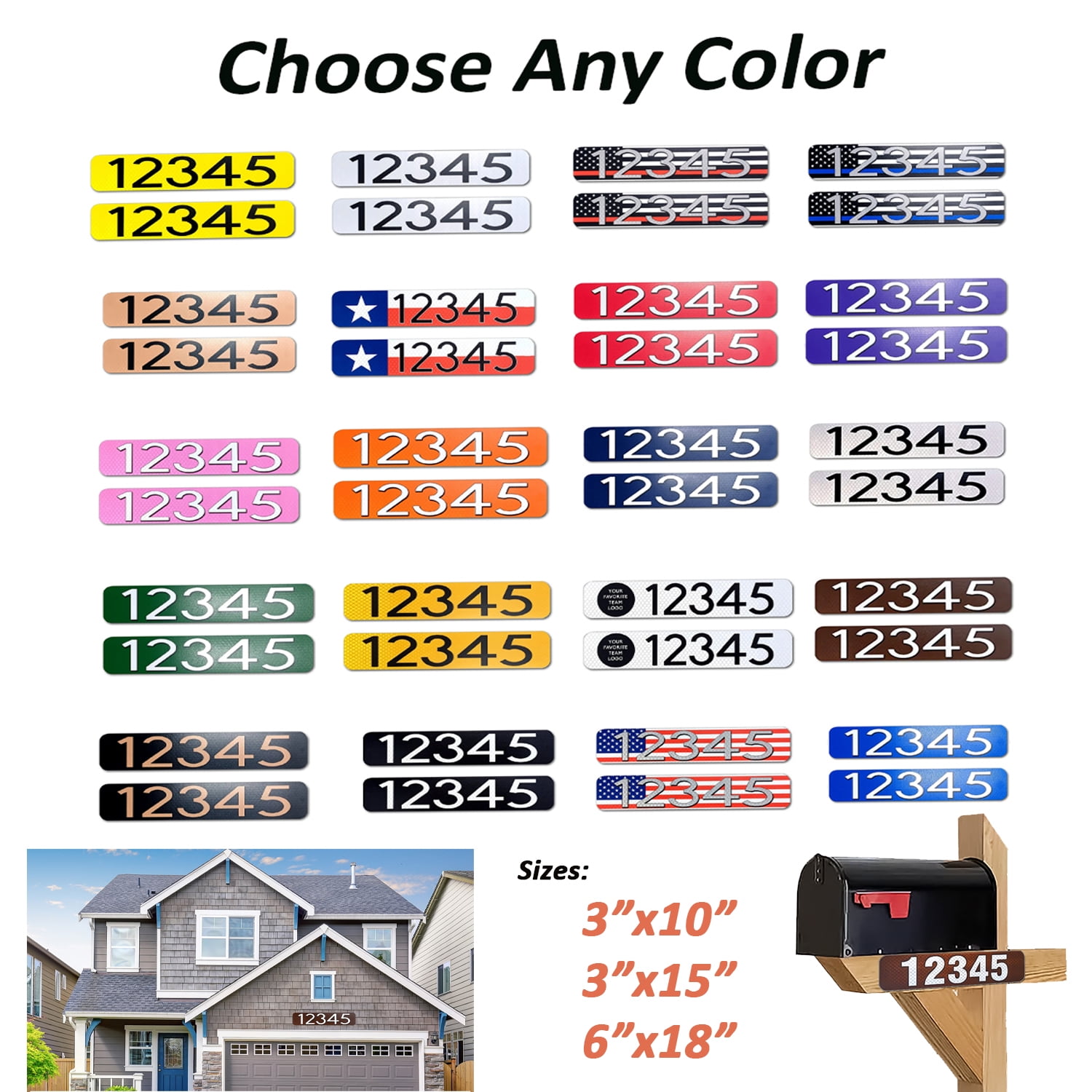 2 Pack Customized Horizontal Mailbox Numbers Stickers Outdoor, 911 ...