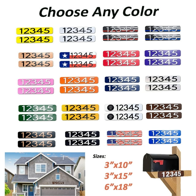 2 Pack Customized Horizontal Mailbox Numbers Stickers Outdoor, 911 ...