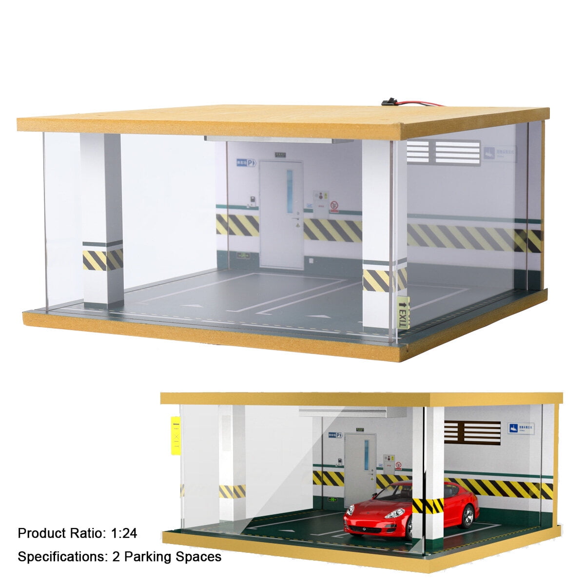 YILIKISS 2 Parking Spaces 1:24 Car Model Parking Lot Scene DIY Parking ...