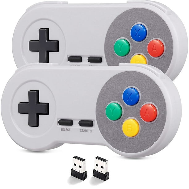(2 Pack) 2.4GHz Wireless USB SNES Style Controller Compatible with ...