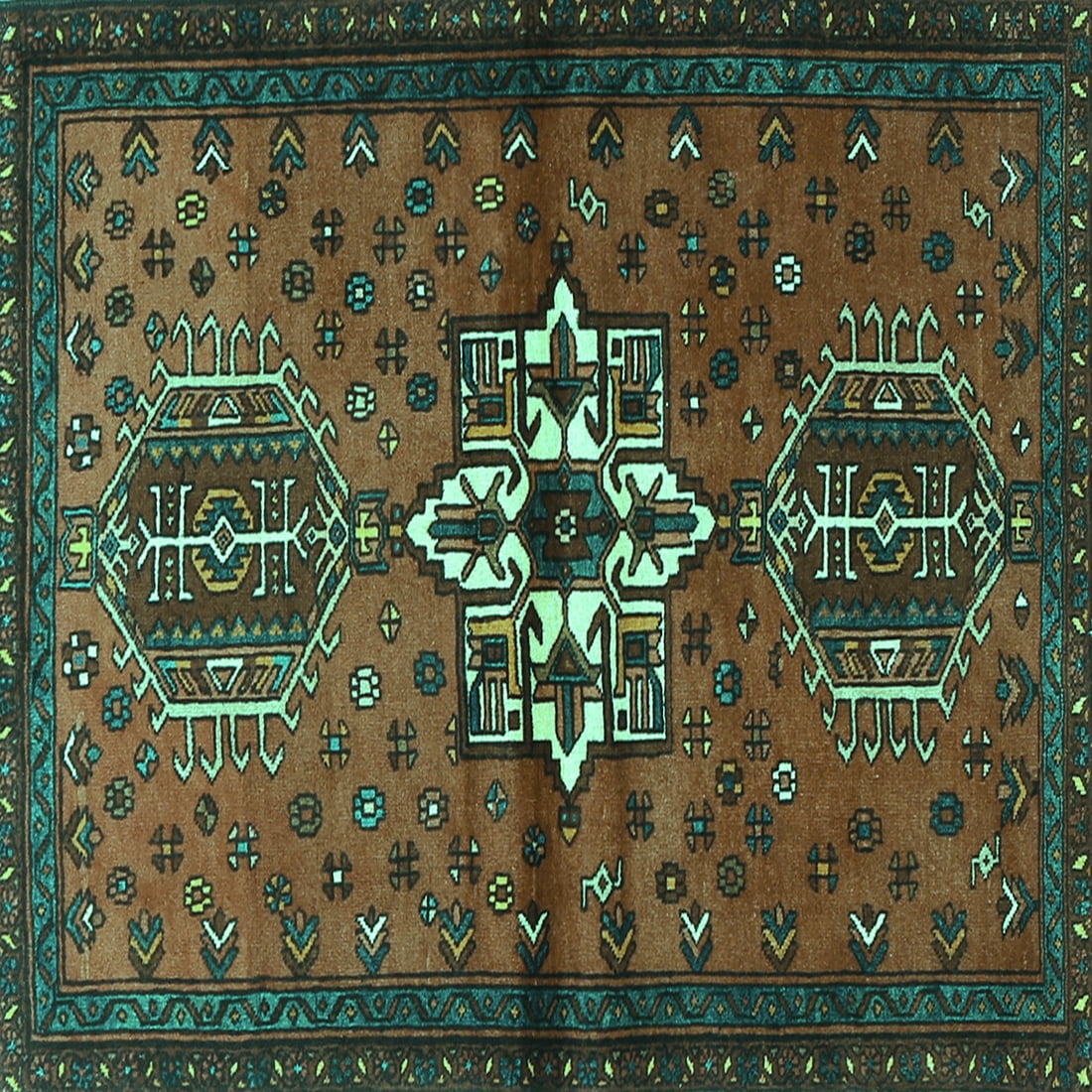 Ahgly Company Machine Washable Indoor Square Persian Turquoise Blue ...