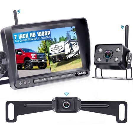 Dyfrio Y23 HD 1080P Digital Wireless Dual Backup Camera Hitch Rear View ...