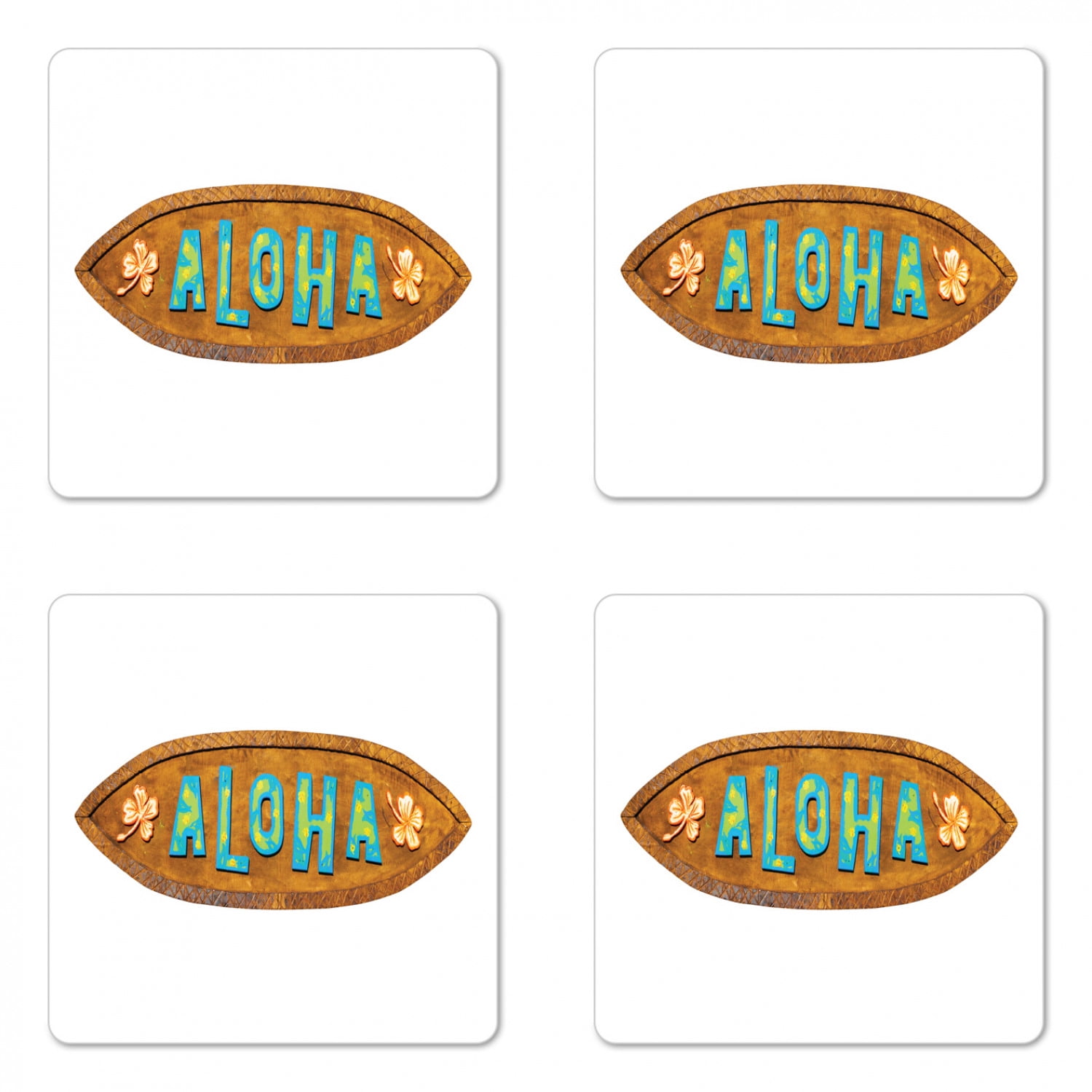 Aloha Coaster Set of 4, Word Written on a Wooden Piece with Shamrock ...