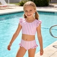 Lanbubble Girls Ruffle Tankini Swimsuit High Waisted 2 Piece Bathing ...