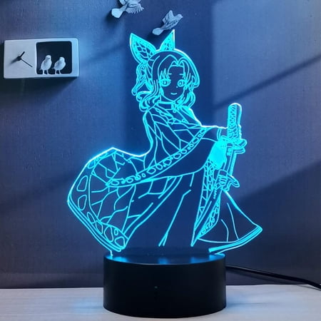 Kochou Shinobu 3D Illusion LED Anime Lamp Demon Slayer Night Light 16 ...