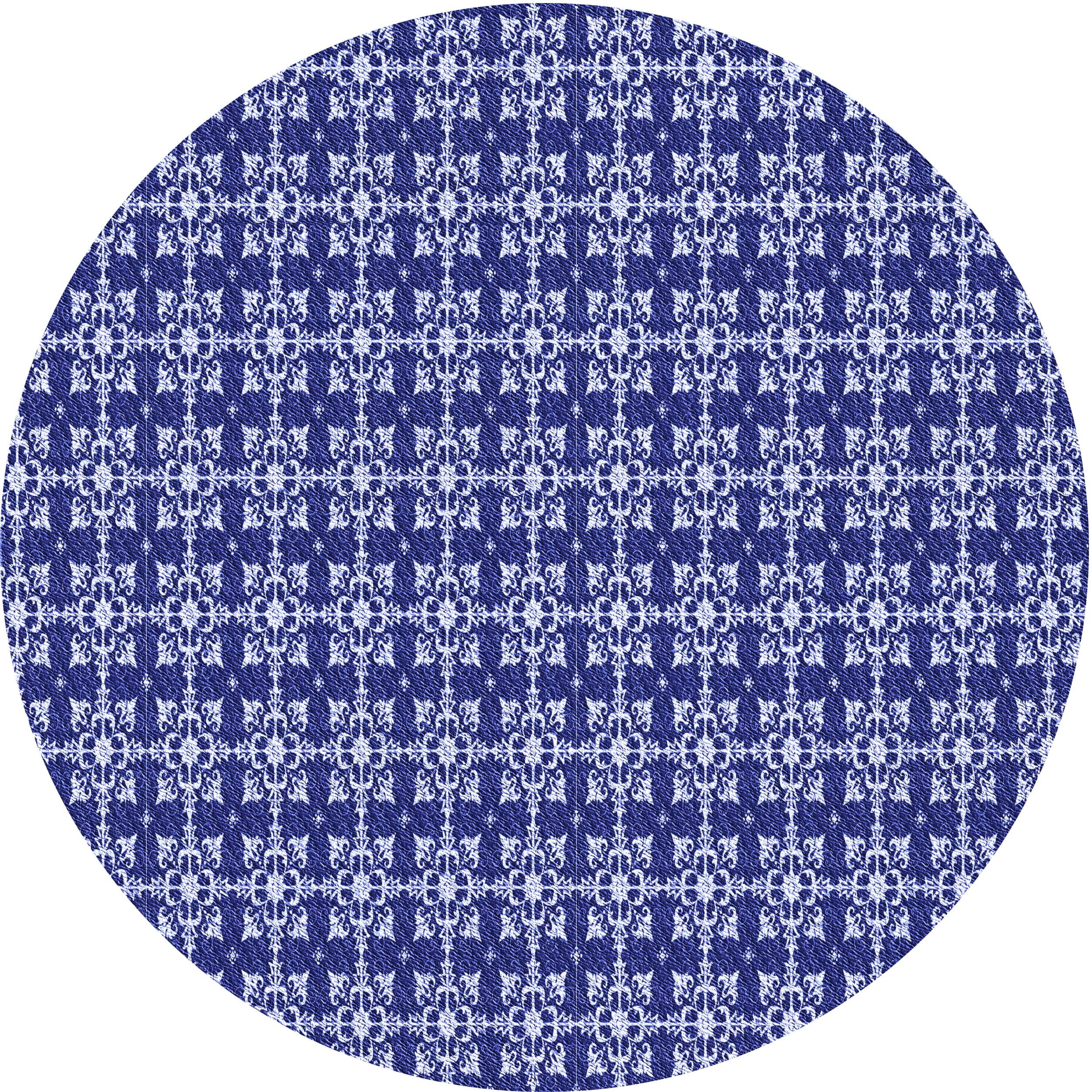 Ahgly Company Indoor Round Patterned Cobalt Blue Area Rugs, 8' Round ...