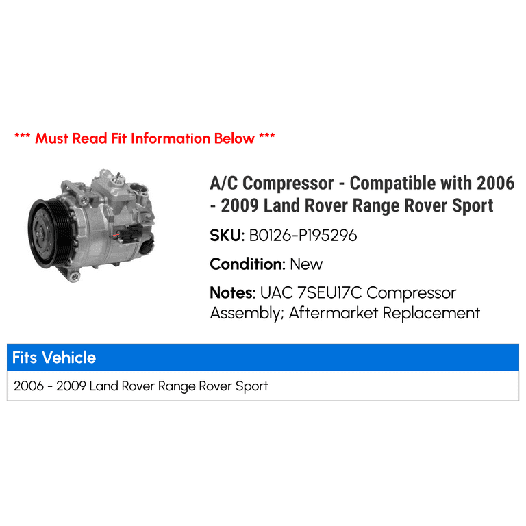 2006 range rover ac compressor replacement store
