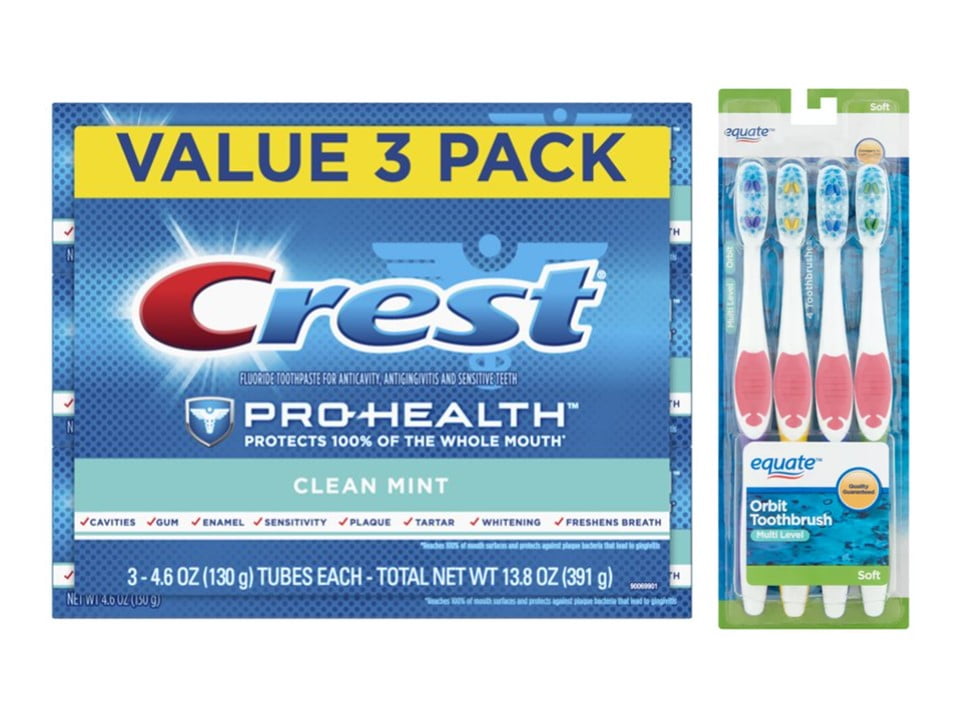 Crest Pro Health Smooth Formula Toothpaste & Equate Rotation Manuel ...