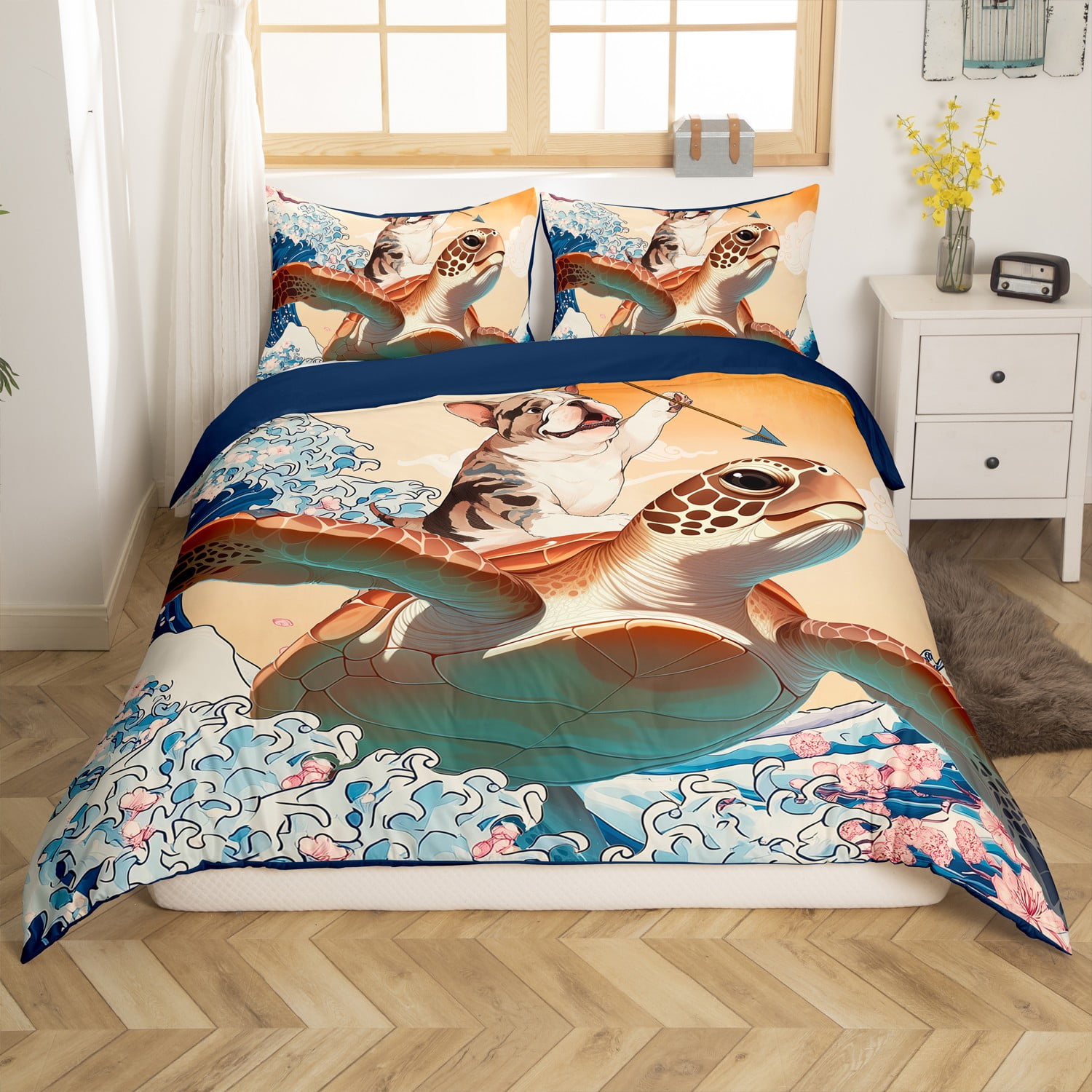 YST Funny Anime Duvet Cover Queen Size for Kids Boys Girls Dog Riding ...
