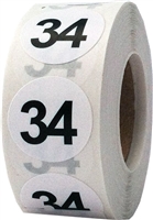 Circle Dot Number 34 Stickers | 0.75" Inch Round | 500 Pack - Walmart.com