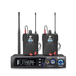 D Debra Audio PRO ER-202 UHF Dual Channel, Wireless in Ear Monitor System (4 Receivers with ...