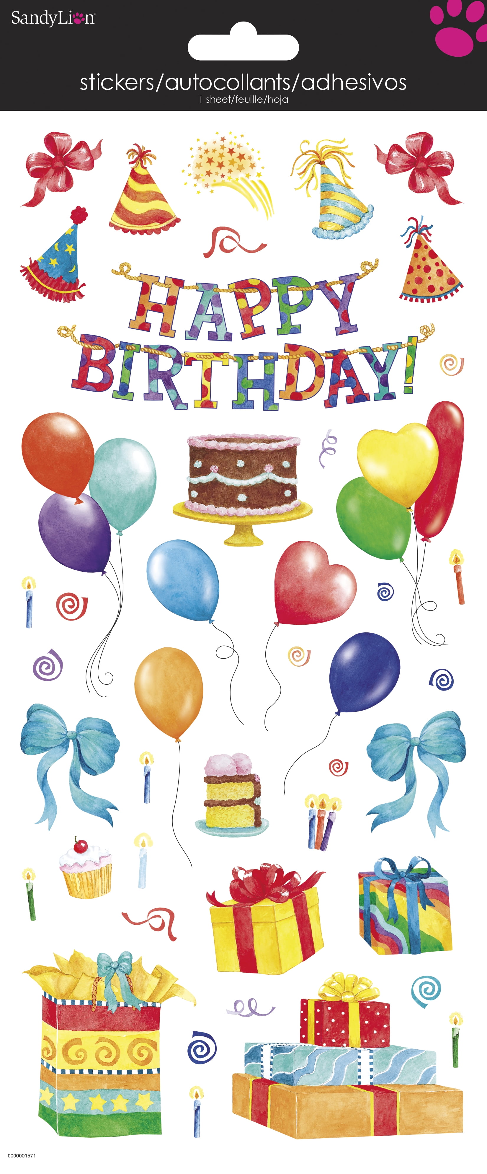 Birthday Paper Craft 5.5" x 12 Sticker - Clear - Walmart.com