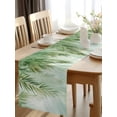 Burlap Table Runner 36 Inches Long, Watercolor Palm Leaves Green ...