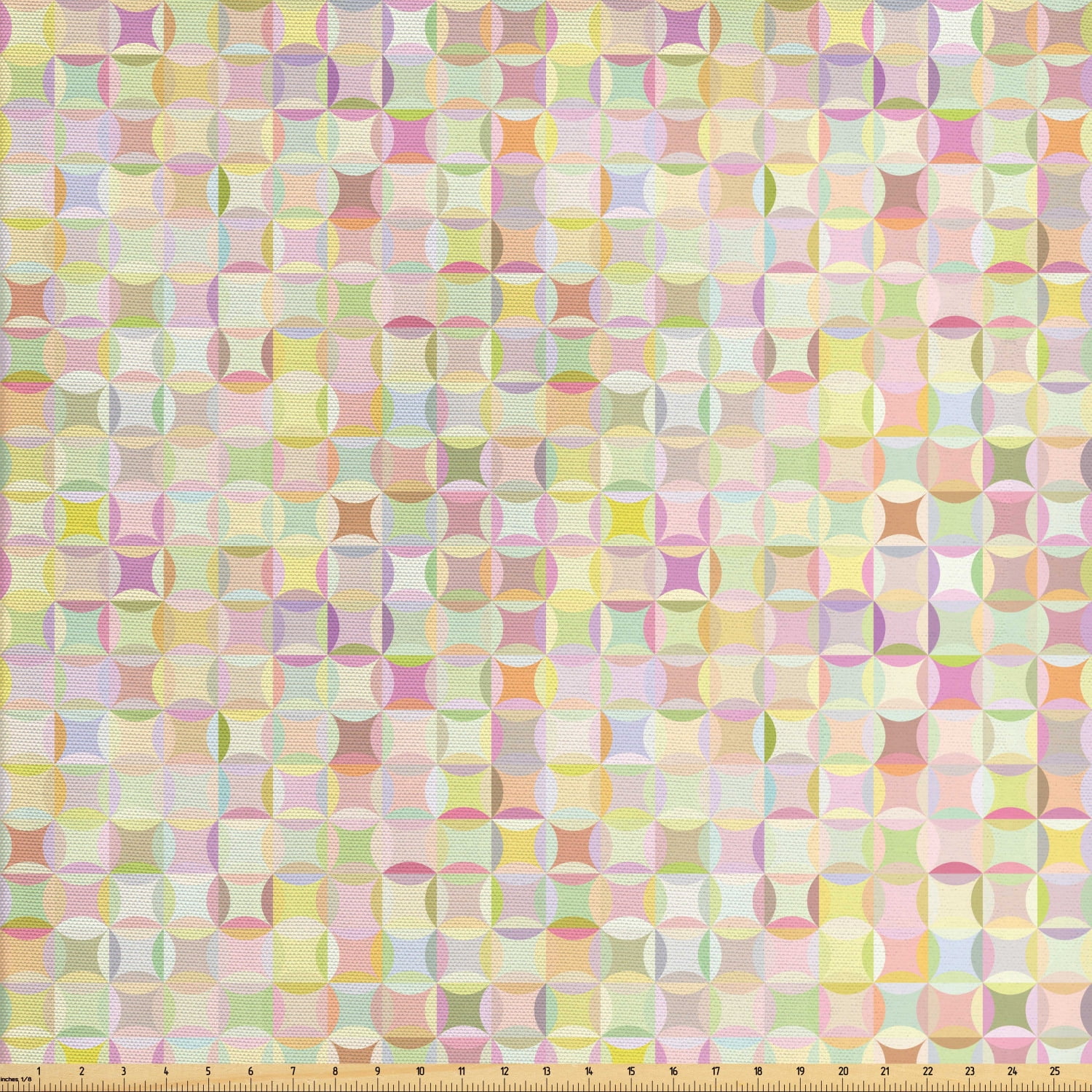 Pastel Fabric by The Yard, Retro Pattern with Polka Dots Overlapping ...