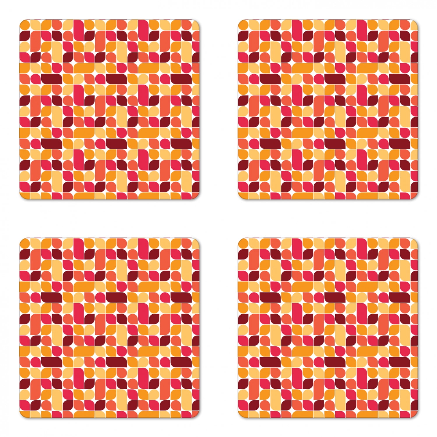 Vintage Coaster Set of 4, Bauhaus Style Inspired Geometric Asymmetric ...