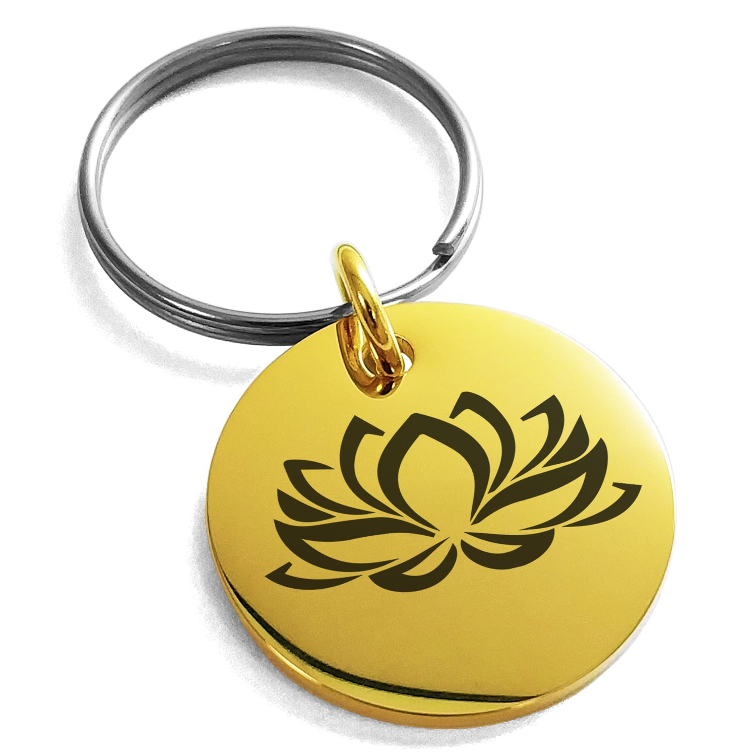 Stainless Steel Heart of the Lotus Engraved Small Medallion Circle ...