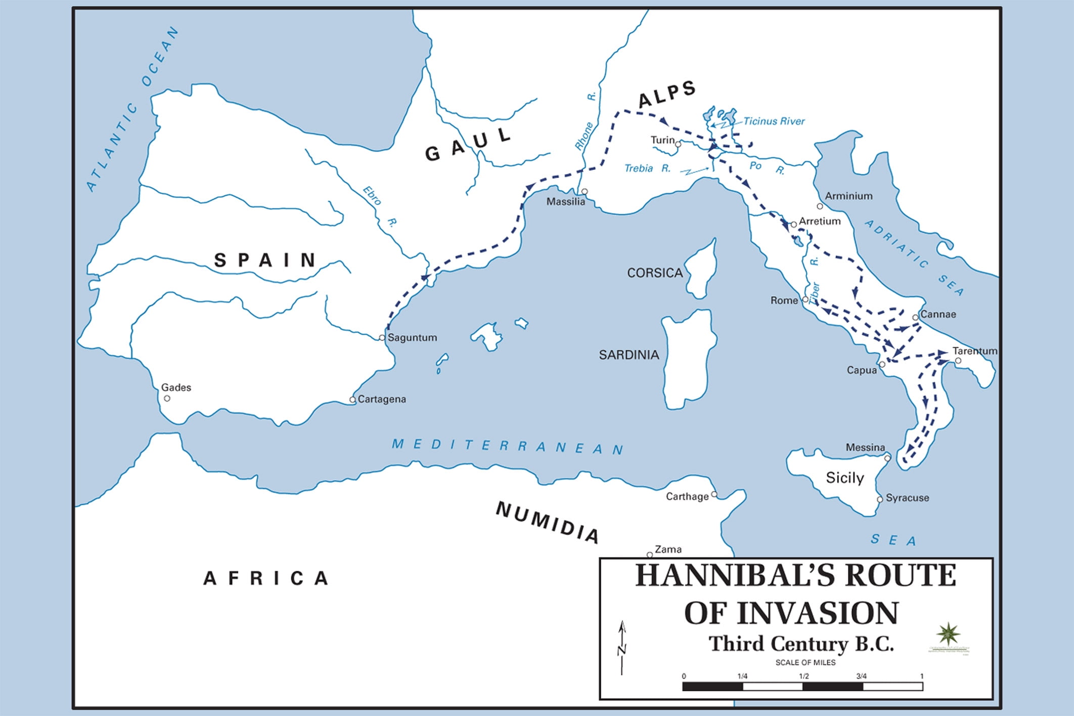 24x36 gallery poster, Map of Hannibal's route of invasion - Walmart.com