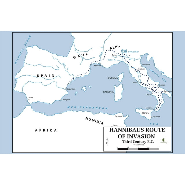 24x36 gallery poster, Map of Hannibal's route of invasion - Walmart.com