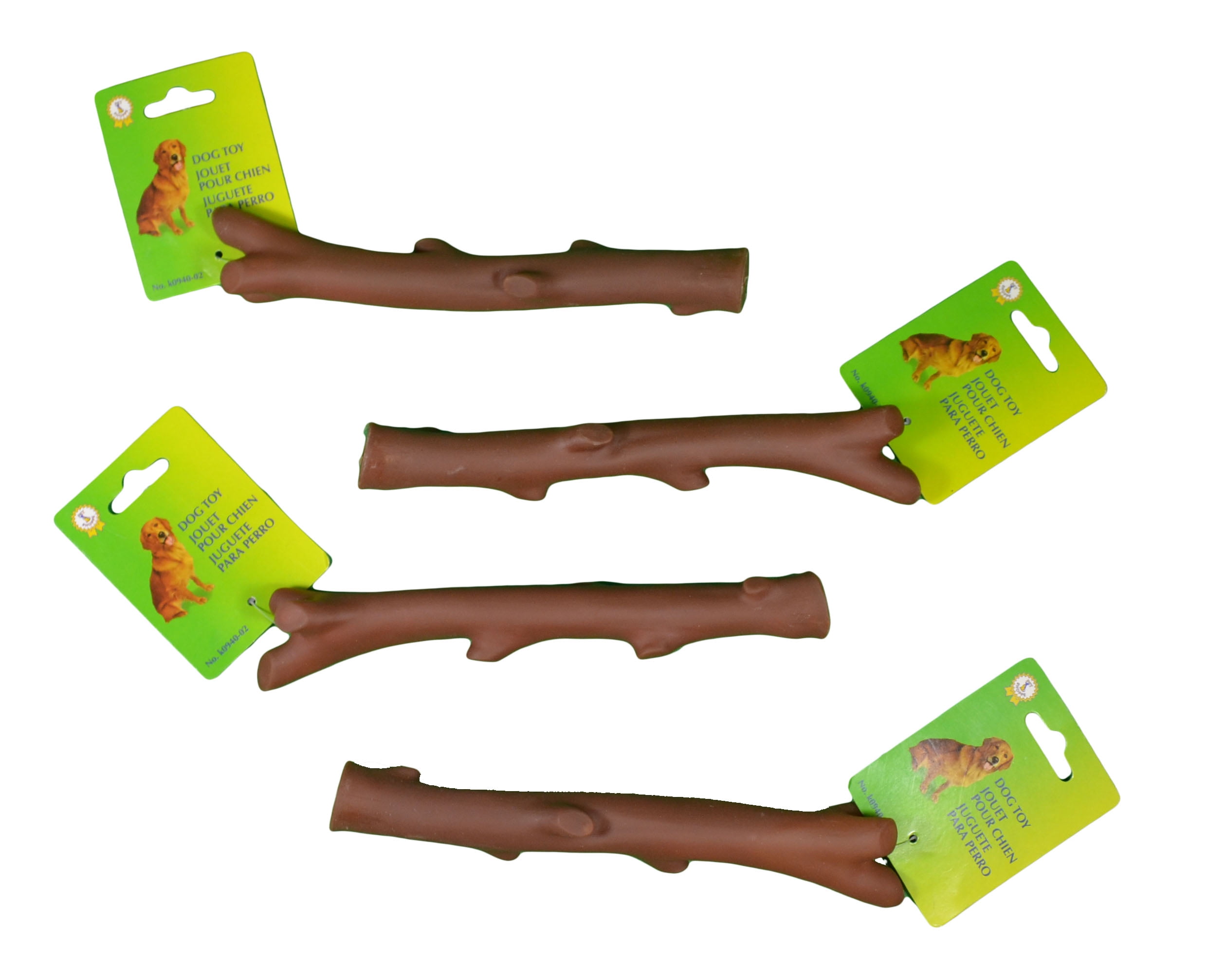 Set of 4 Tree Branch Dog Toy 8" Fetch Stick With Squeaker K0940-02 ...