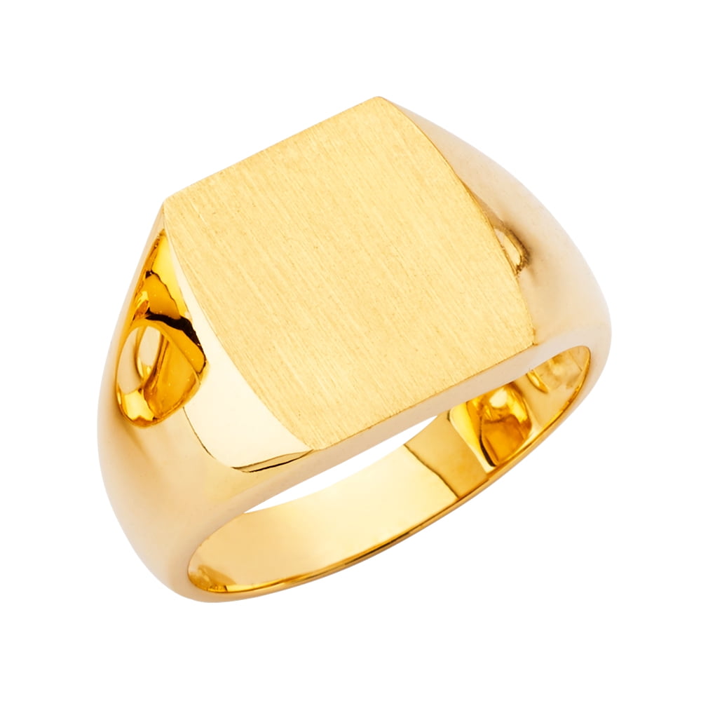 Solid 14k Yellow Gold Mens Engravable Signet Ring Size 8.5 - Walmart.com