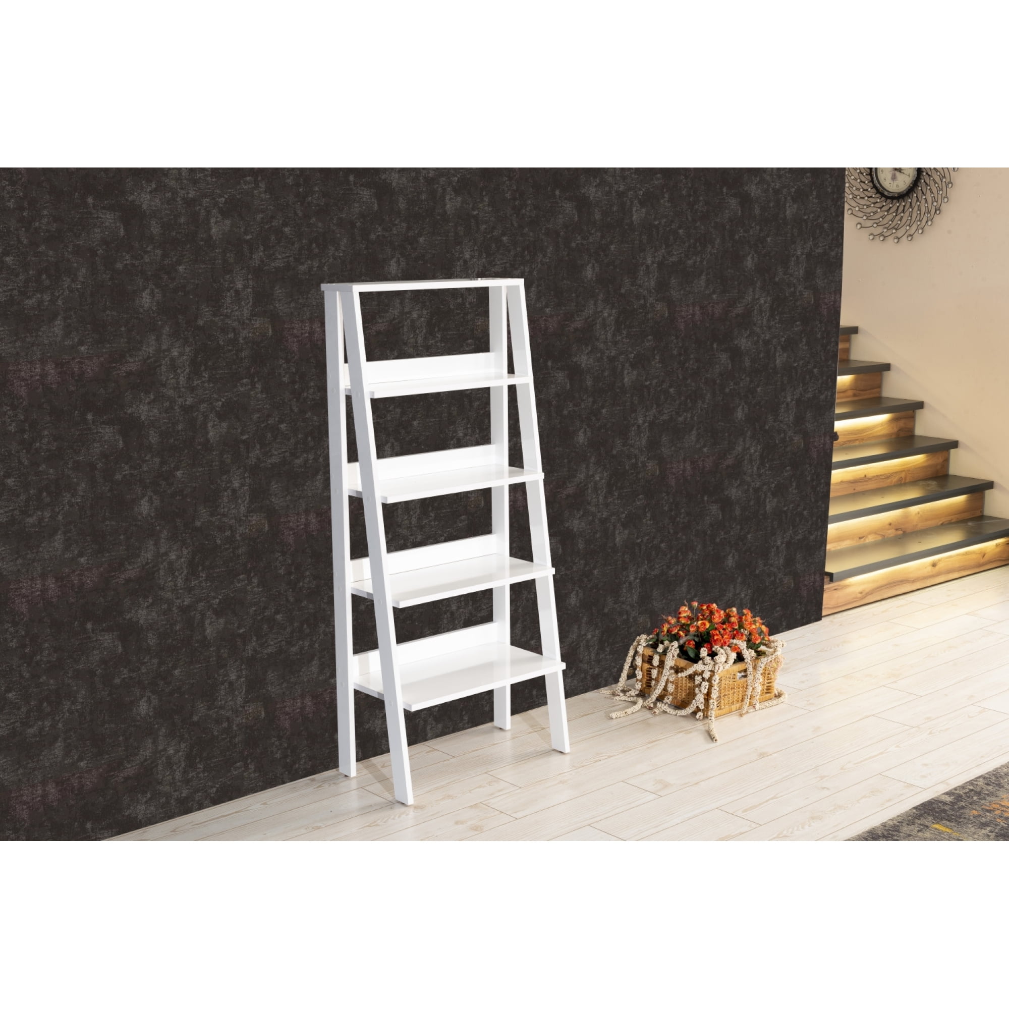 Furnish Home Store Otavio 5 Tier Modern Ladder Bookshelf Organizers ...