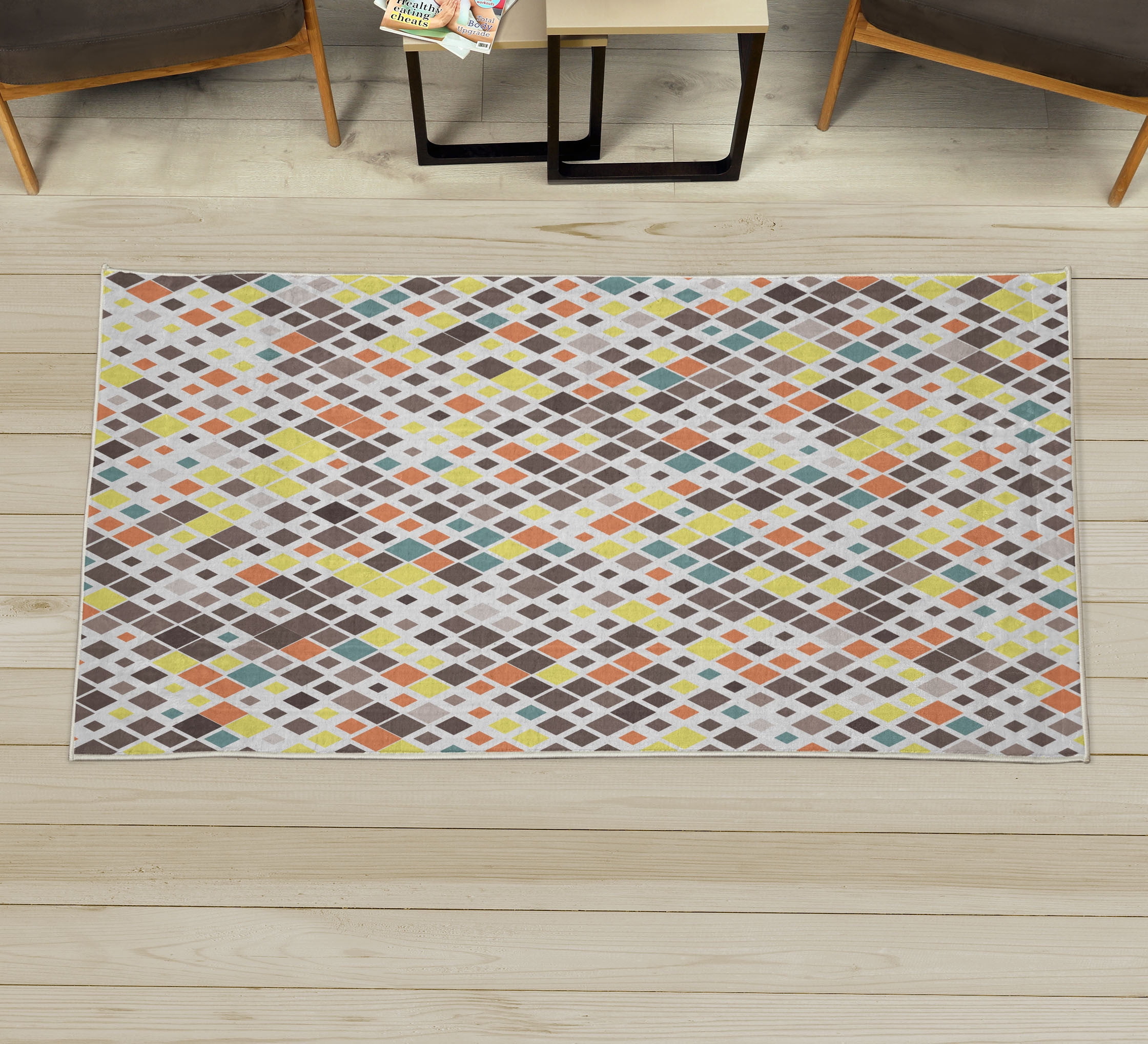 Ethnic Decorative Rug, Retro Mosaic Creative Pattern Square Rhythm ...