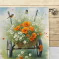 A painting of a bird flying over a field of flowerskitchen towles4 Pack ...