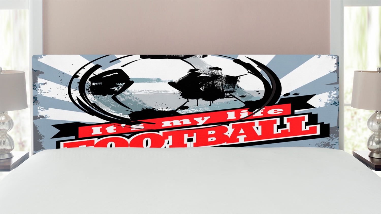 Soccer Headboard, Football is My Life Words in Vintage Grungy Graphic ...