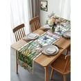 Burlap Table Runner 48 Inches Long, Spring Flowers Butterfly Green ...