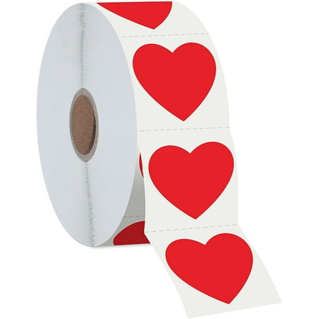 1200 PCS Red Heart Shaped Sticker Labels with Perforation Line in Roll ...
