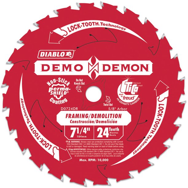 Diablo D0724DA 7-1/4" 24T Diablo Demo Demon Framing and Demolition Saw ...