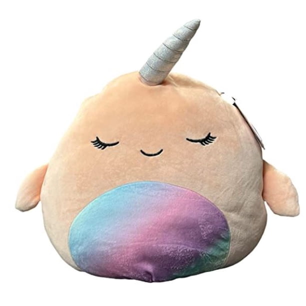 Squishmallows Official Kellytoy 14 Inch Evie the Narwhal with Rainbow ...