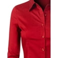 Made By Olivia Womens 3 4 Sleeve Stretchy Button Down Collar Office