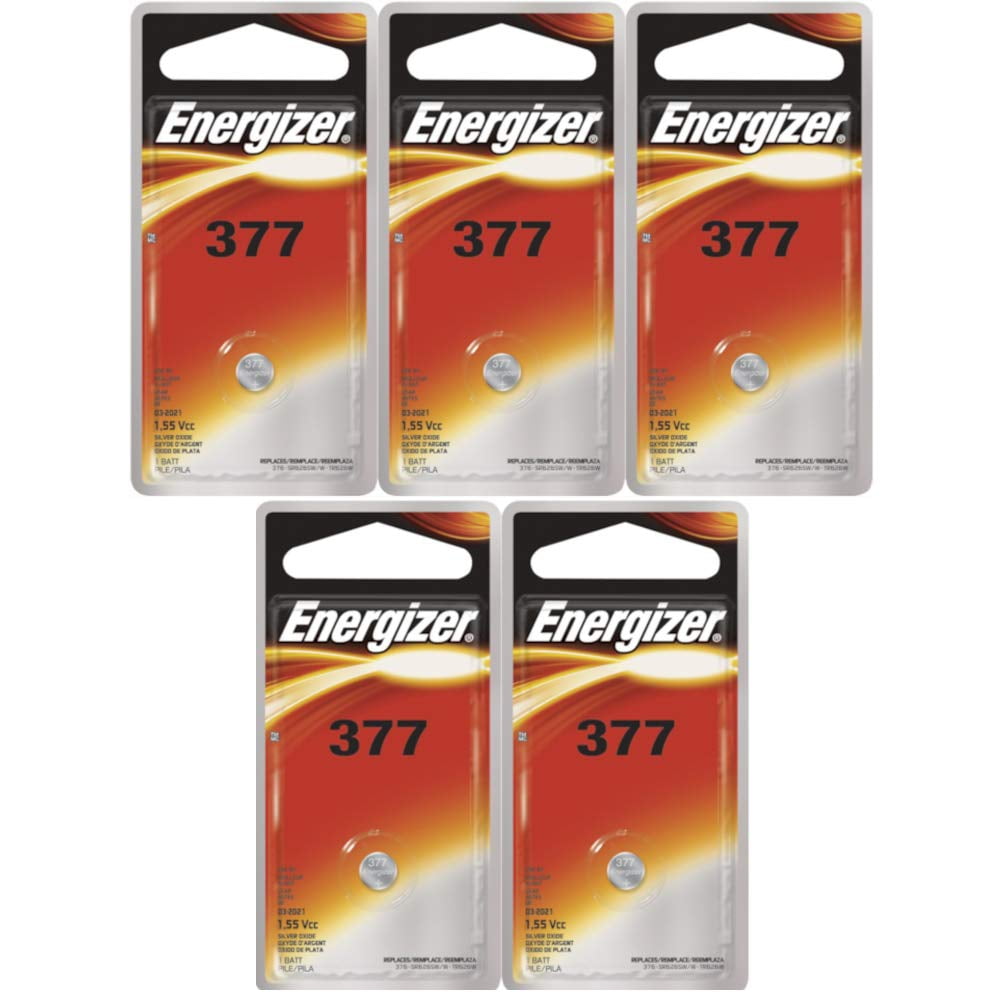 ENERGIZER 377BPZ BATTERY, SILVER OXIDE, 1.55V, 1176SO, SR66 (5 pieces ...