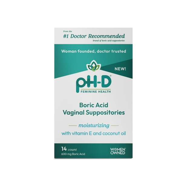 pH-D Feminine Health Moisturizing Boric Acid Vaginal Suppositories, 14 ...