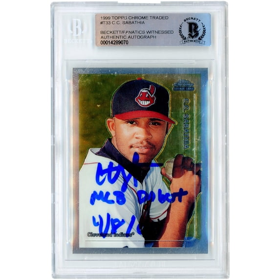 CC Sabathia Cleveland Indians Autographed 1999 Topps Chrome Traded #T33 ...