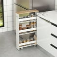 Costway Rolling Kitchen Slim Storage Cart Mobile Shelving Organizer w ...